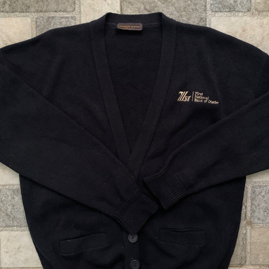 Vintage 90s 1st National Bank of Olathe Cardigan Andrew Rohan, Men's ...