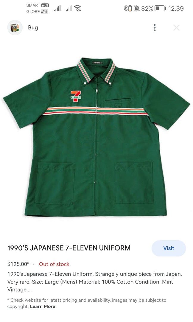 Vintage 90's 711 uniform on Carousell