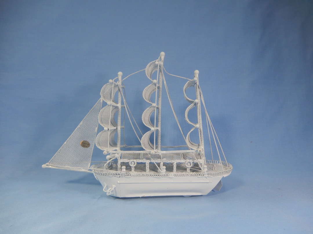 Vintage miniature wired metal sail ship hand crafted circa mid 20th ...