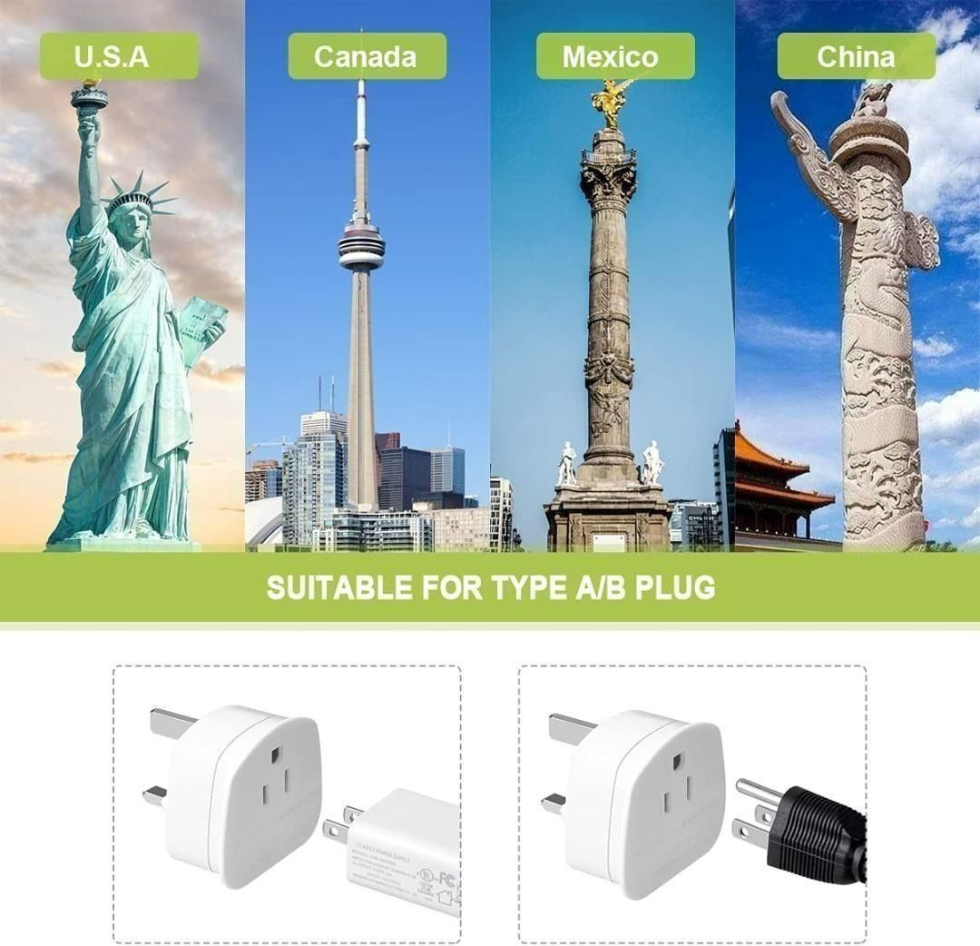 [1401A] AIEVE 2/3 Pin US to 3 Pin UK Plug Adaptor, American/Mexico ...