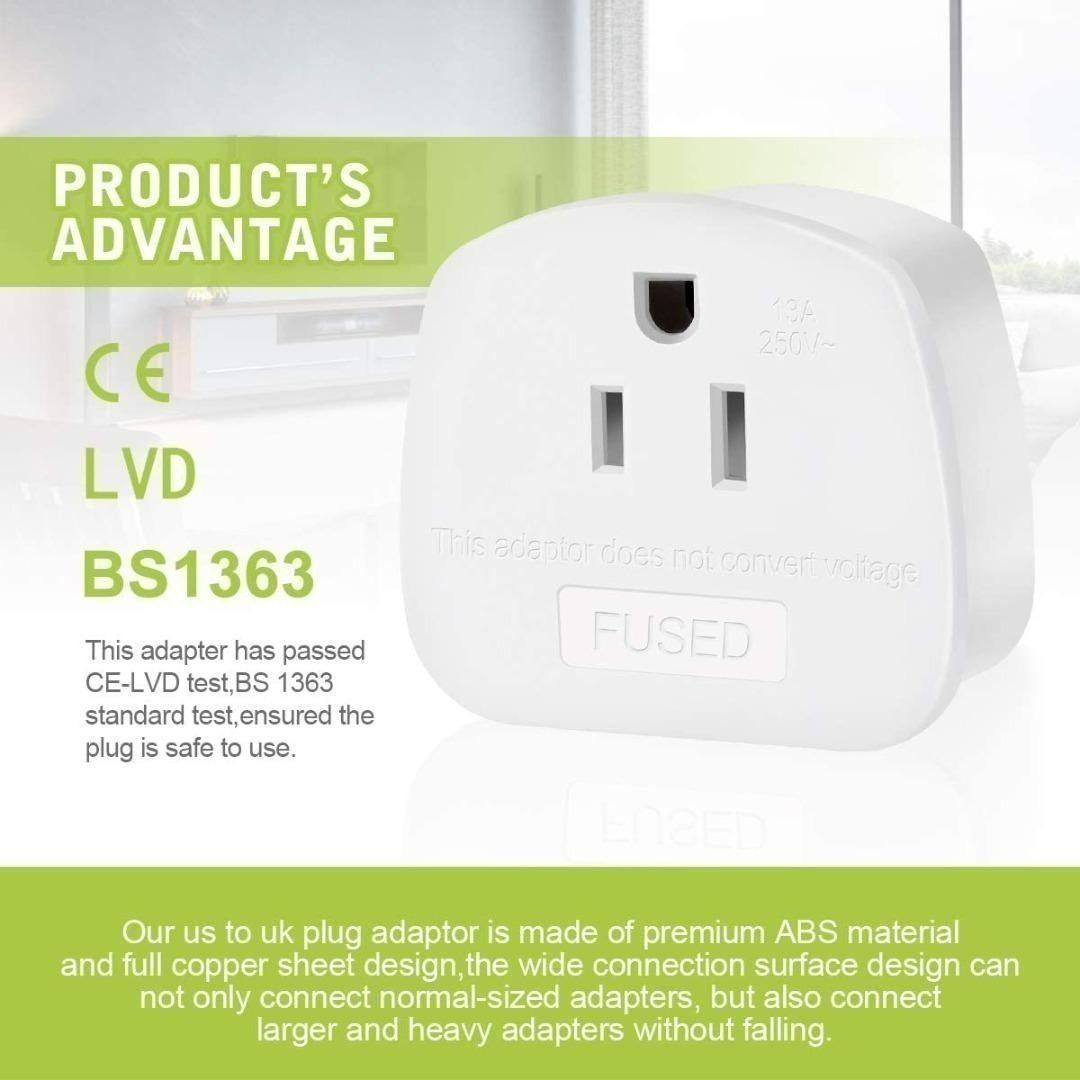 [1401A] AIEVE 2/3 Pin US to 3 Pin UK Plug Adaptor, American/Mexico ...