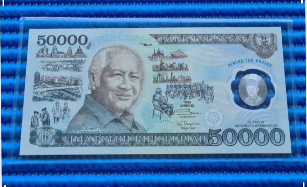 1993 Indonesia President Soeharto 50000 Rupiah Polymer Note ZZH 116971 ...