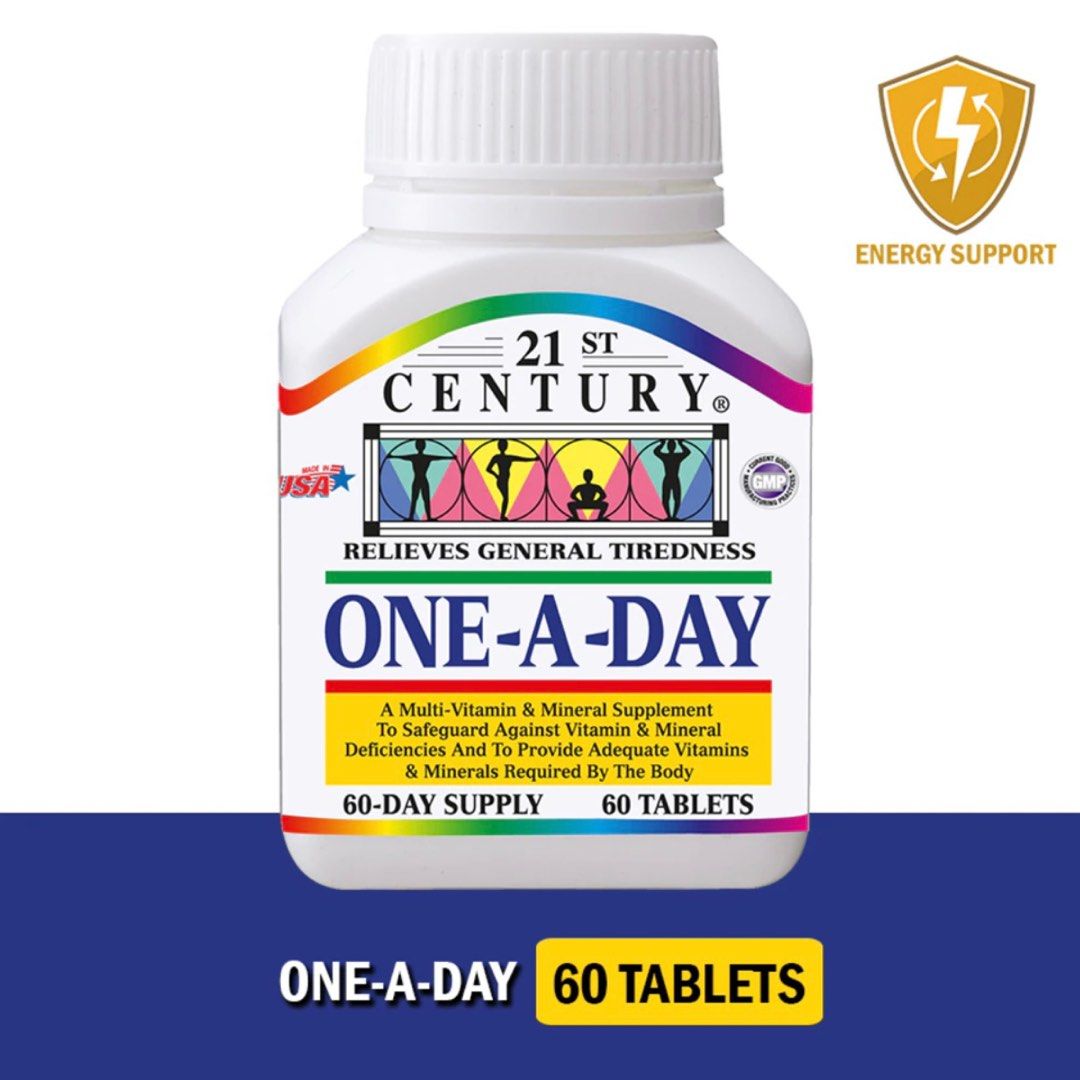 21ST CENTURY One A Day Multi Vitamin & Mineral Supplement Tablets 60s, Health & Nutrition ...