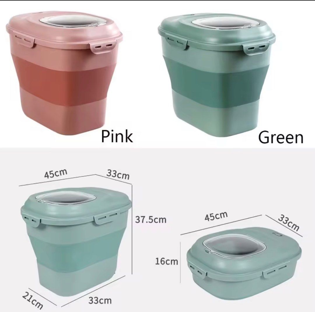 25kg foldable food/ rice container with wheels on Carousell