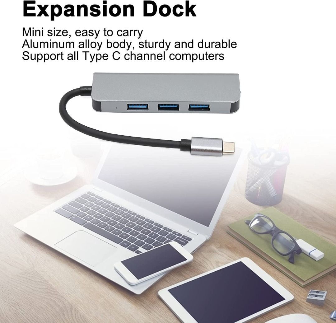 [3723] Multi-Port USB Type-C Hub,Mini 4 in 1 Multi Splitter Docking ...