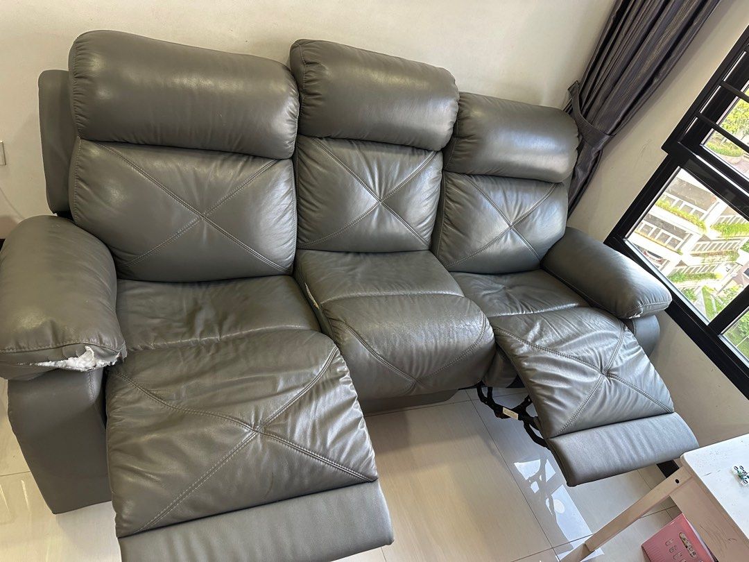 3 seater recliner sofa (PVC Leather), Furniture & Home Living ...