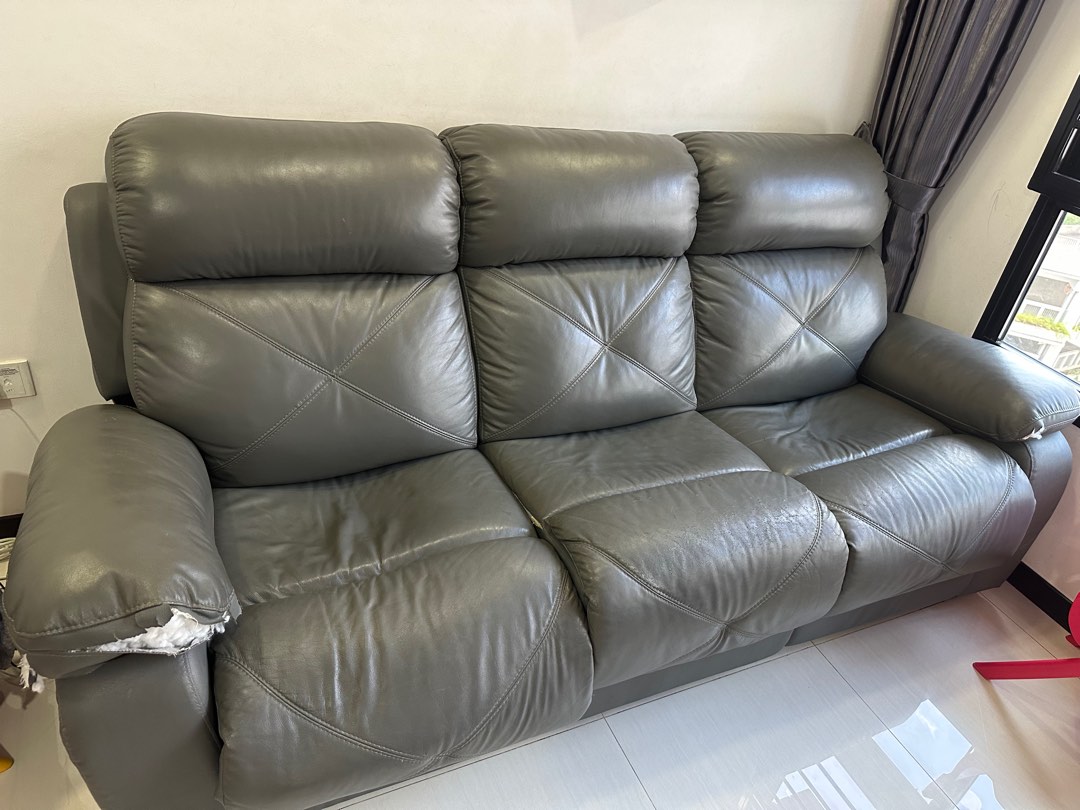 3 seater recliner sofa (PVC Leather), Furniture & Home Living, Furniture, Sofas on Carousell