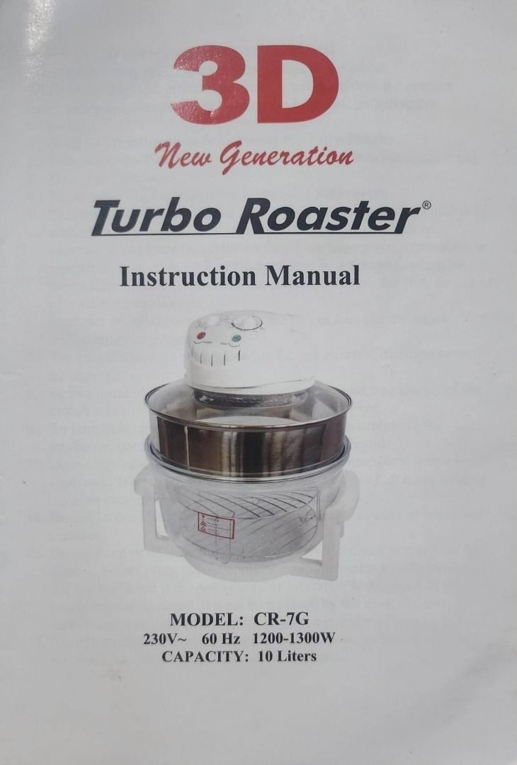 3D CR-7G Halogen Turbo Convection Roaster 10L - Turbo Broiler, TV ...