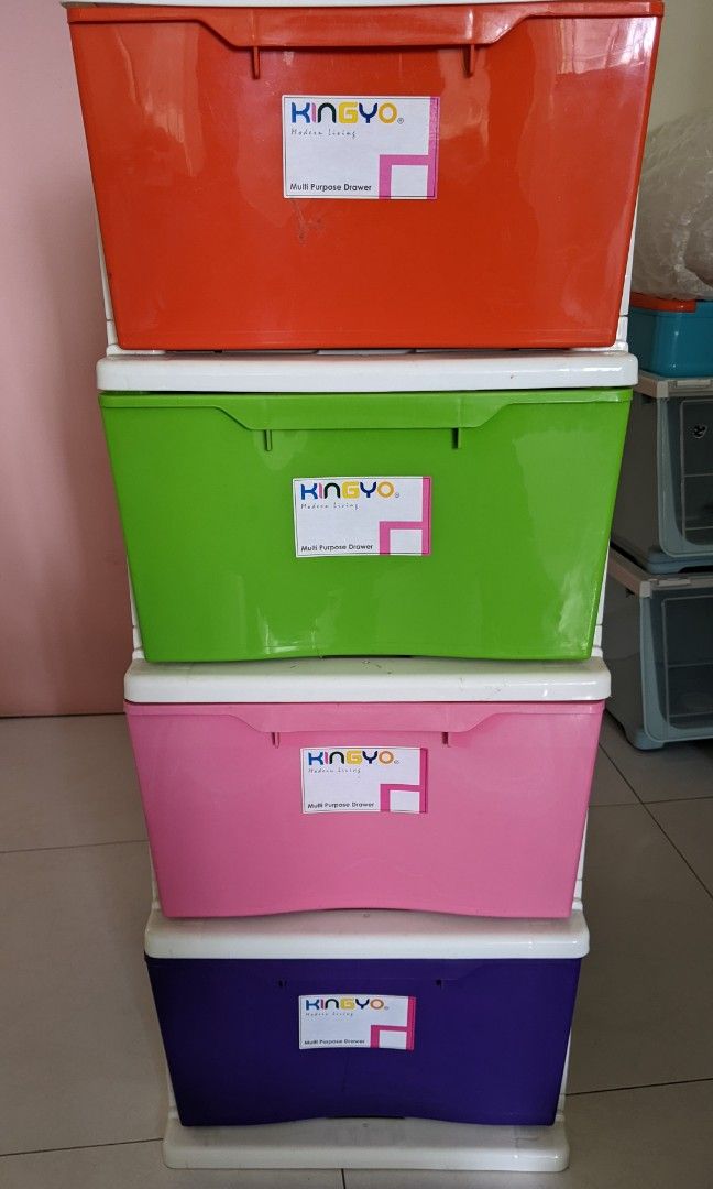 4 layers plastic storage box, Furniture & Home Living, Home Improvement ...