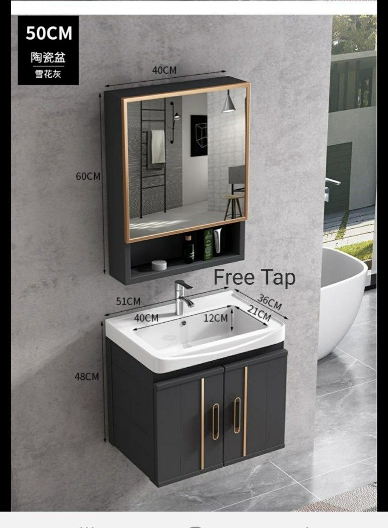 50cm Ready Stock Bathroom Vanity Set, Furniture & Home Living, Bathroom ...