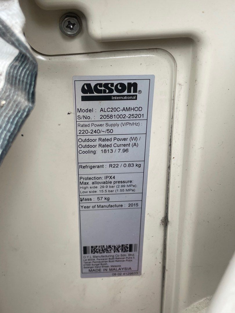 Acson 2hp Aircond, TV & Home Appliances, Air Conditioners & Heating on ...