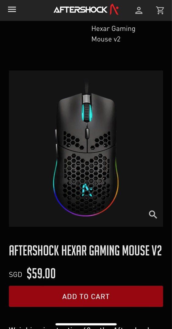 Aftershock HEXAR V2 Ultra Light Gaming Mouse, Computers & Tech, Parts ...