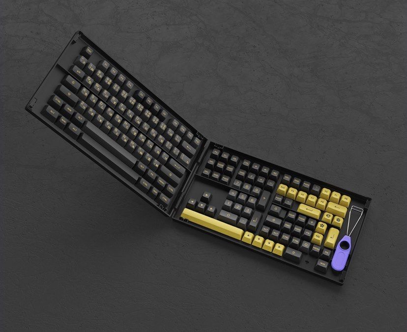 Akko Black & Gold 158-key Full Keycap Set, Double-shot PBT ASA Key Cap ...