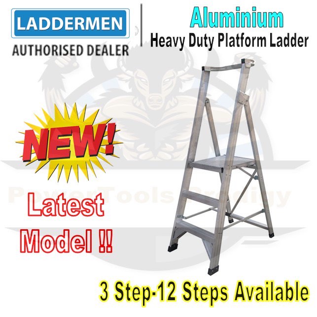 LADDERMENN ALUMINIUM PLATFORM LADDER / HEAVY DUTY LADDER (3 STEPS TO 12 ...