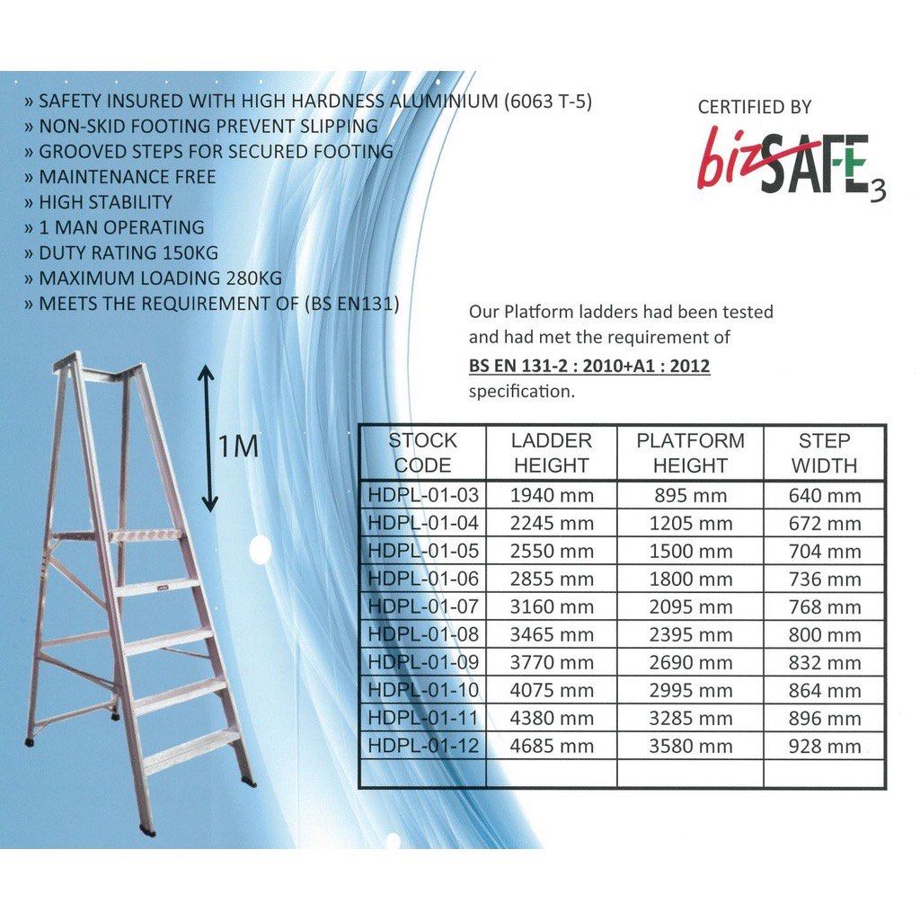 LADDERMENN ALUMINIUM PLATFORM LADDER / HEAVY DUTY LADDER (3 STEPS TO 12 ...