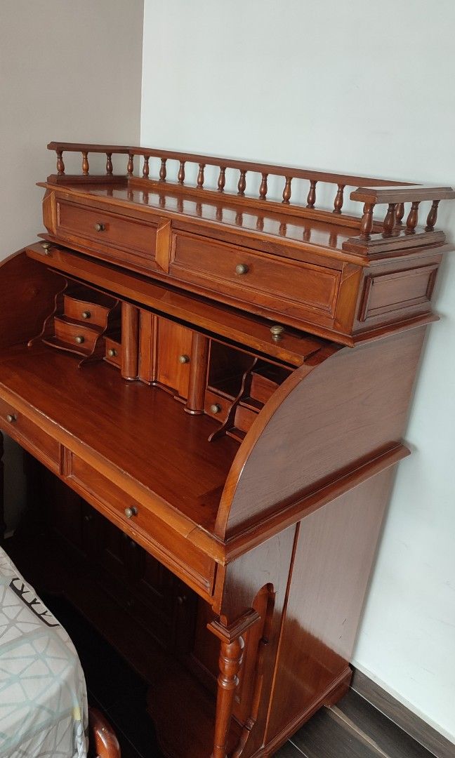 Antique study table - solid wood, Furniture & Home Living, Furniture ...