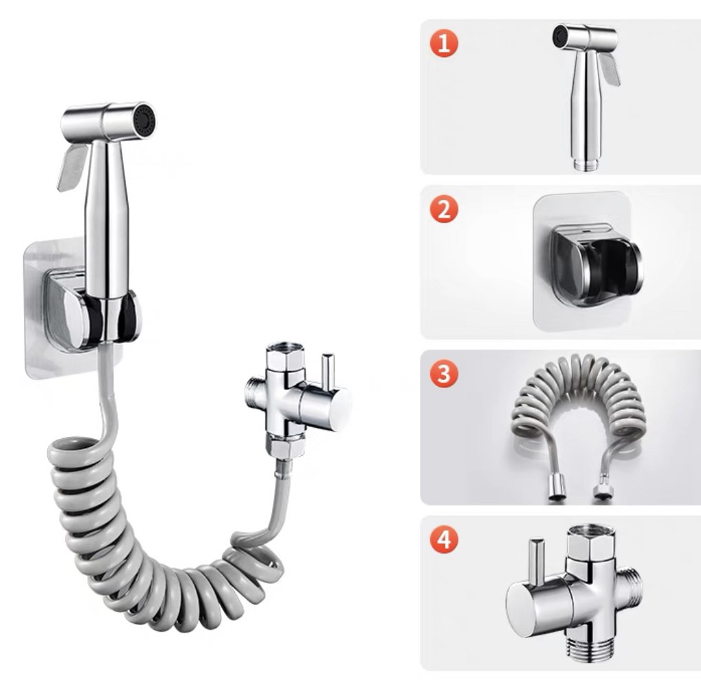 BNIB - 4pc Bidet Valve & Spray (dual mode) set with Open/Close Valve ...