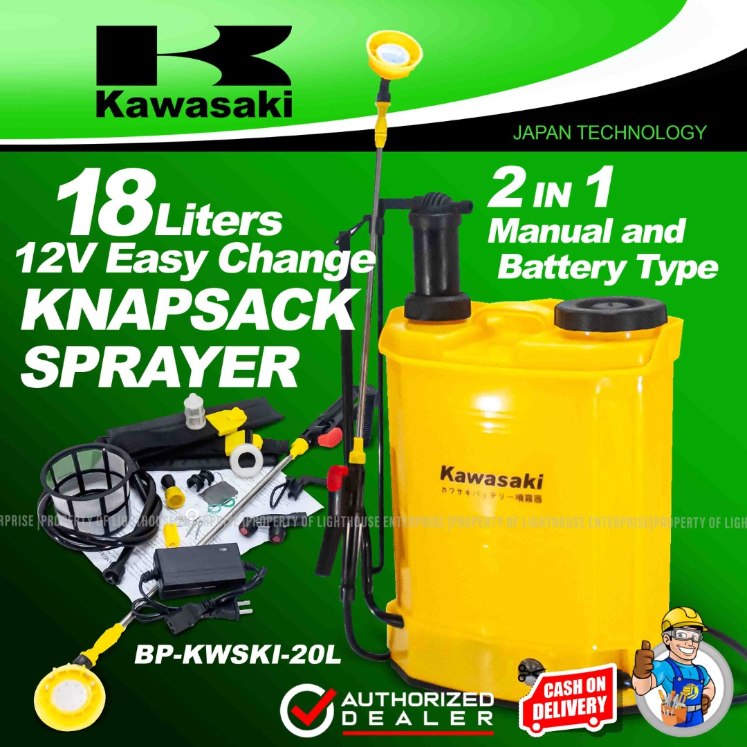 BP KAWASAKI 18Liters 12V Easy Change Knapsack Sprayer 2 in 1 Manual & Battery Type (BP-KWSKI-20L ...