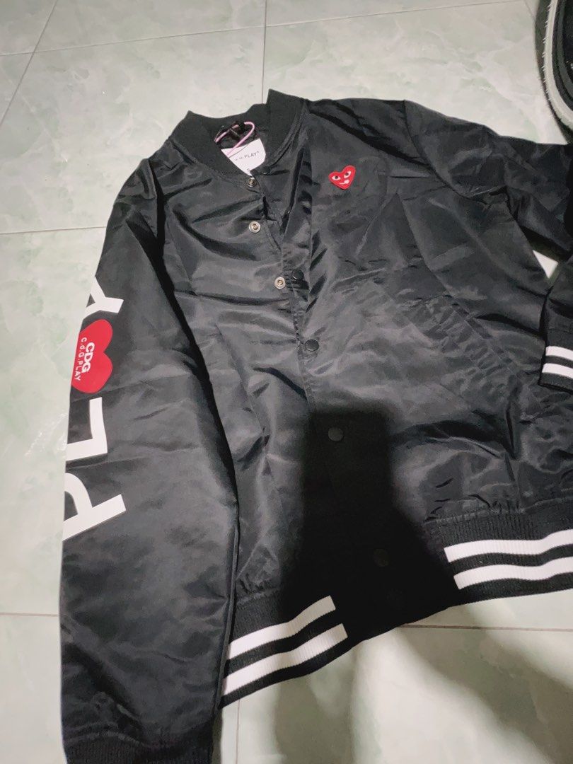 Brand new black cdg play Komine Riding bomber Jacket S, Men's Fashion ...