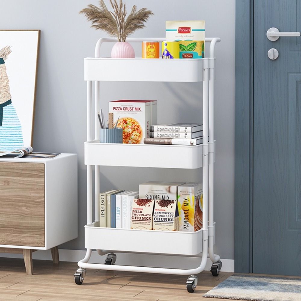 C02 Trolley Rack Multipurpose Push Cart Tray Storage Shelf Kitchen ...