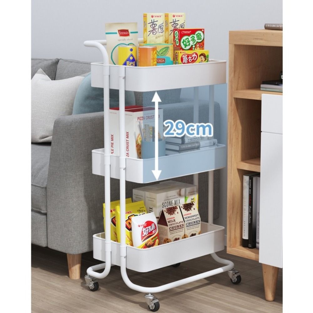 C02 Trolley Rack Multipurpose Push Cart Tray Storage Shelf Kitchen ...