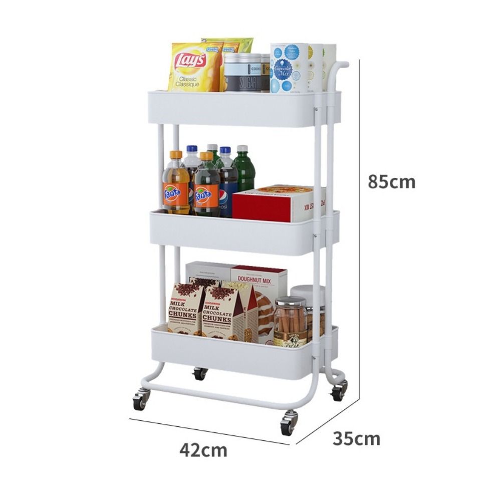 C02 Trolley Rack Multipurpose Push Cart Tray Storage Shelf Kitchen ...