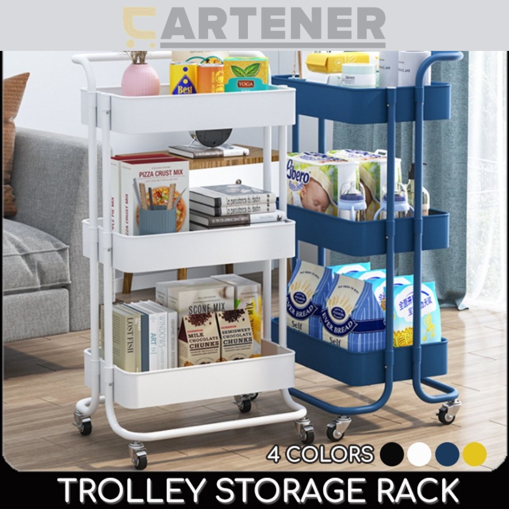 C02 Trolley Rack Multipurpose Push Cart Tray Storage Shelf Kitchen ...