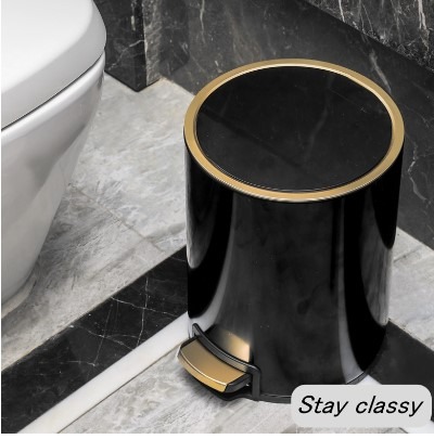 Classy and elegant gold detail stainless steel waste bin / black gold ...