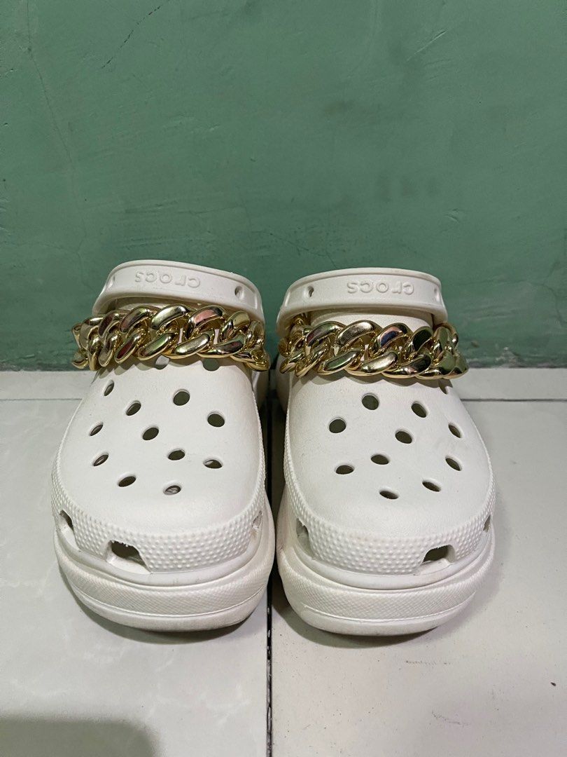 Crocs Bae Clogs with gold chains, Women's Fashion, Footwear, Sandals on ...