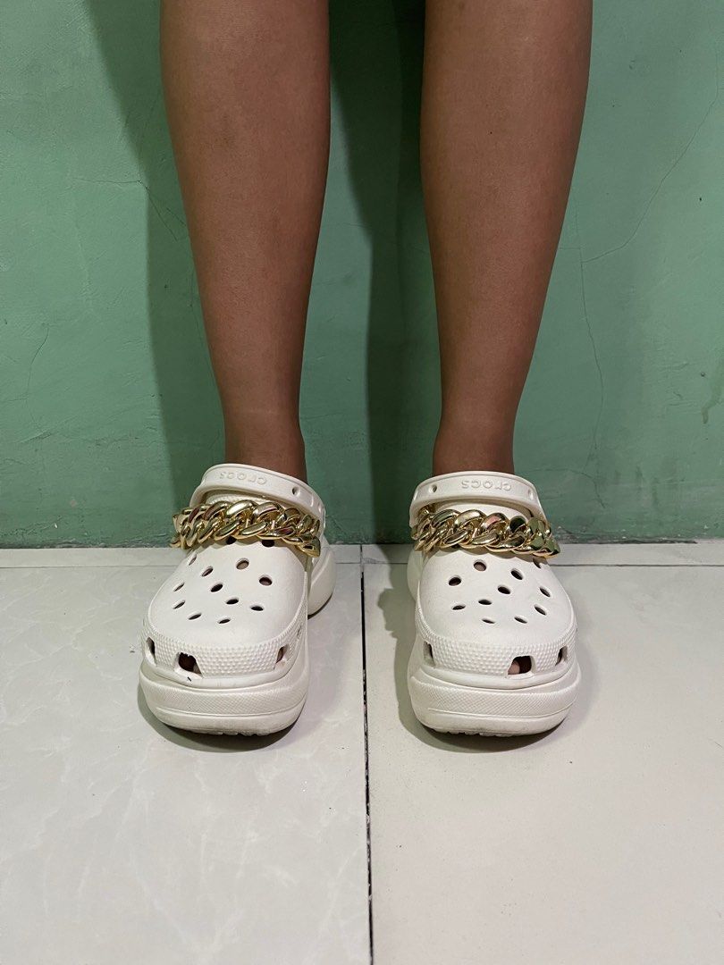 Crocs Bae Clogs with gold chains, Women's Fashion, Footwear, Sandals on ...