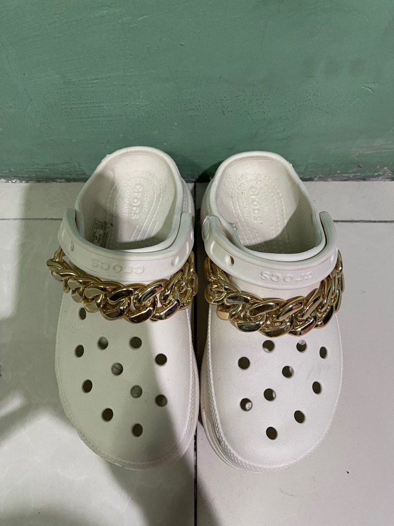 Crocs Bae Clogs with gold chains, Women's Fashion, Footwear, Sandals on ...