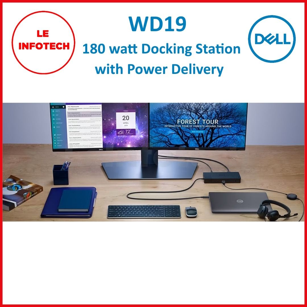 DELL WD19 180 watt Docking Station Power Delivery 4K HDMI DisplayPort ...