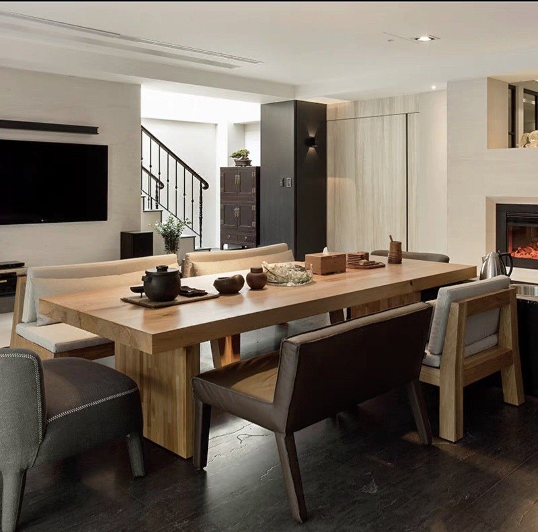 Dining table - oak wood color - 180cm - 5cm thickness, Furniture & Home ...