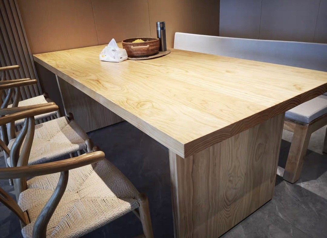 Dining table - oak wood color - 180cm - 5cm thickness, Furniture & Home ...