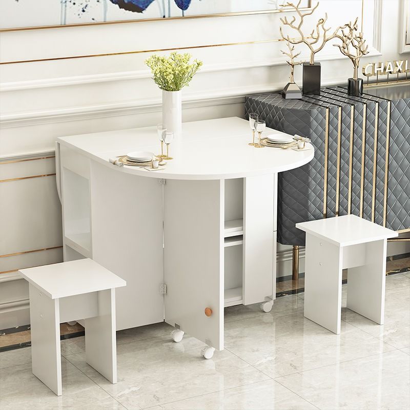 Folding dining table household small-sized movable rectangular dining ...