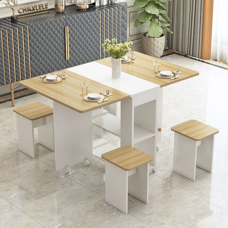Folding dining table household small-sized movable rectangular dining ...