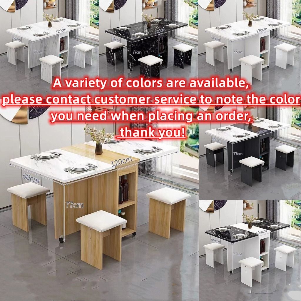 Folding dining table household small-sized movable rectangular dining ...