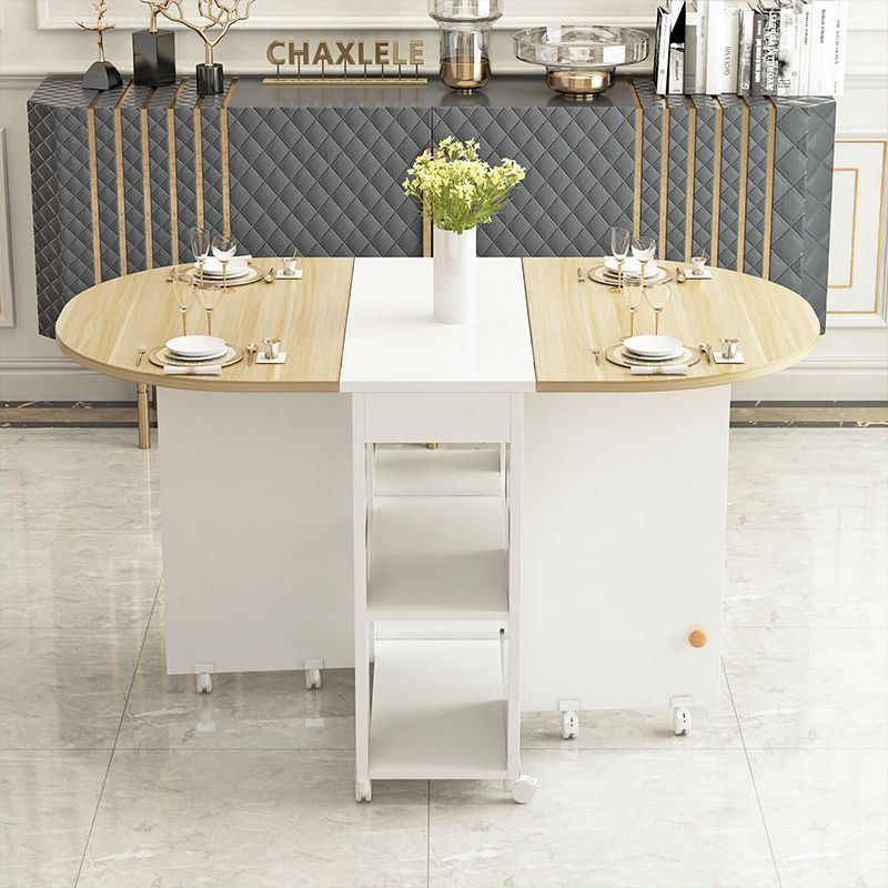 Folding dining table household small-sized movable rectangular dining ...