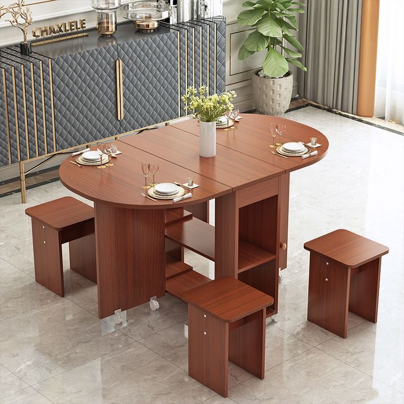 Folding dining table household small-sized movable rectangular dining ...