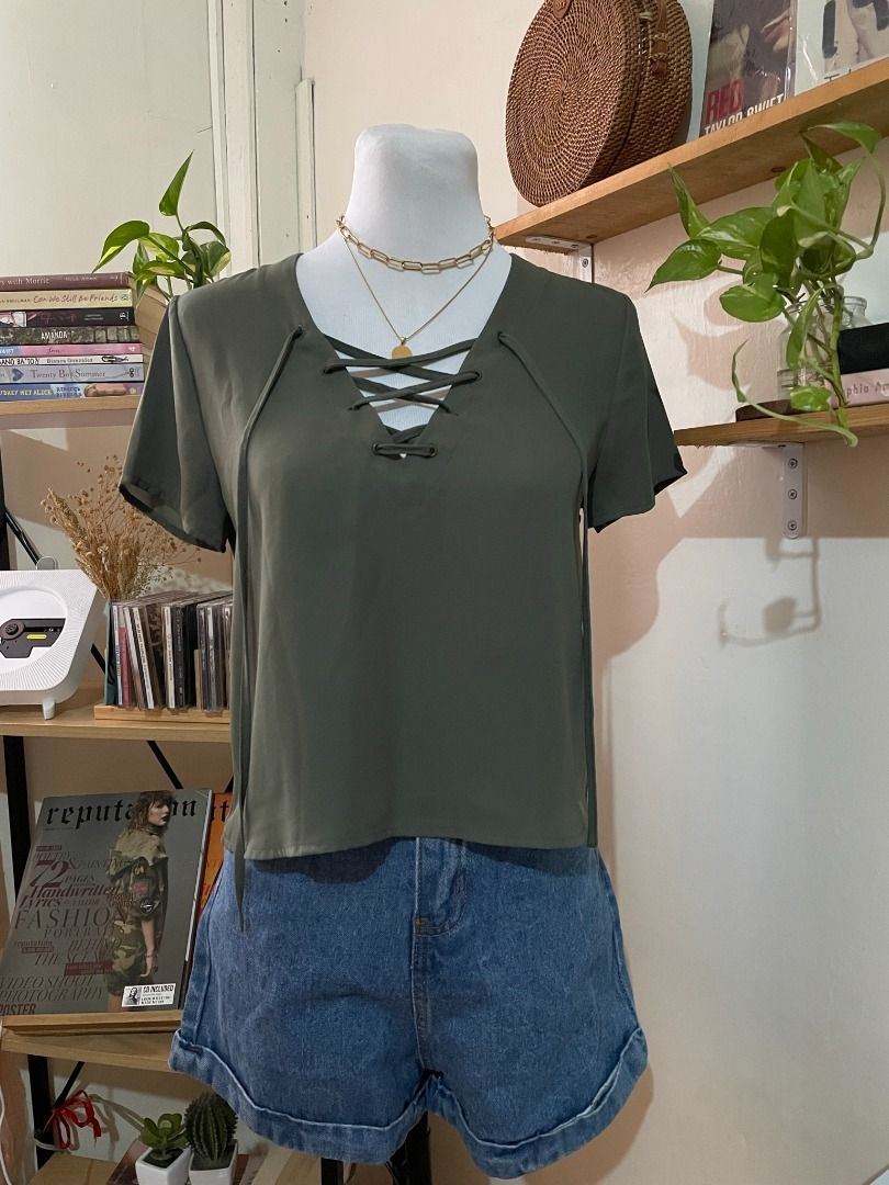 Forever21 Army Green Top on Carousell