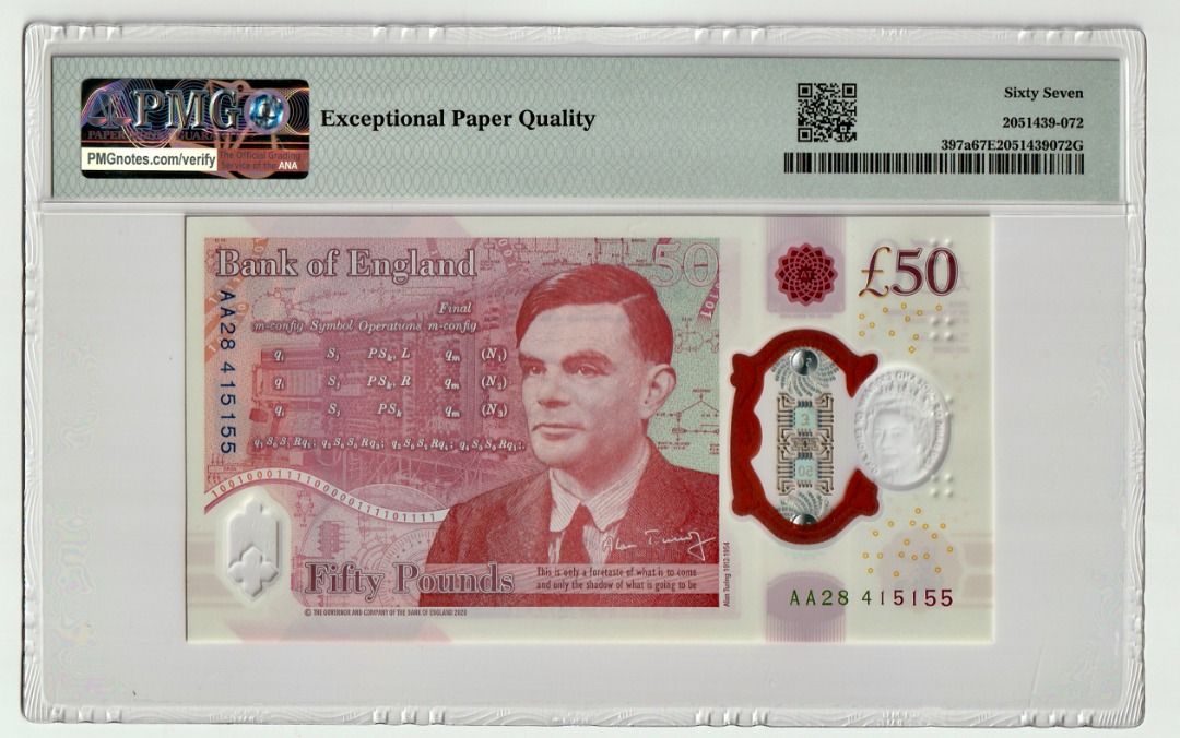 Great Britain Complete Set of First Polymer Notes, 5, 10, 20, 50 Pounds ...