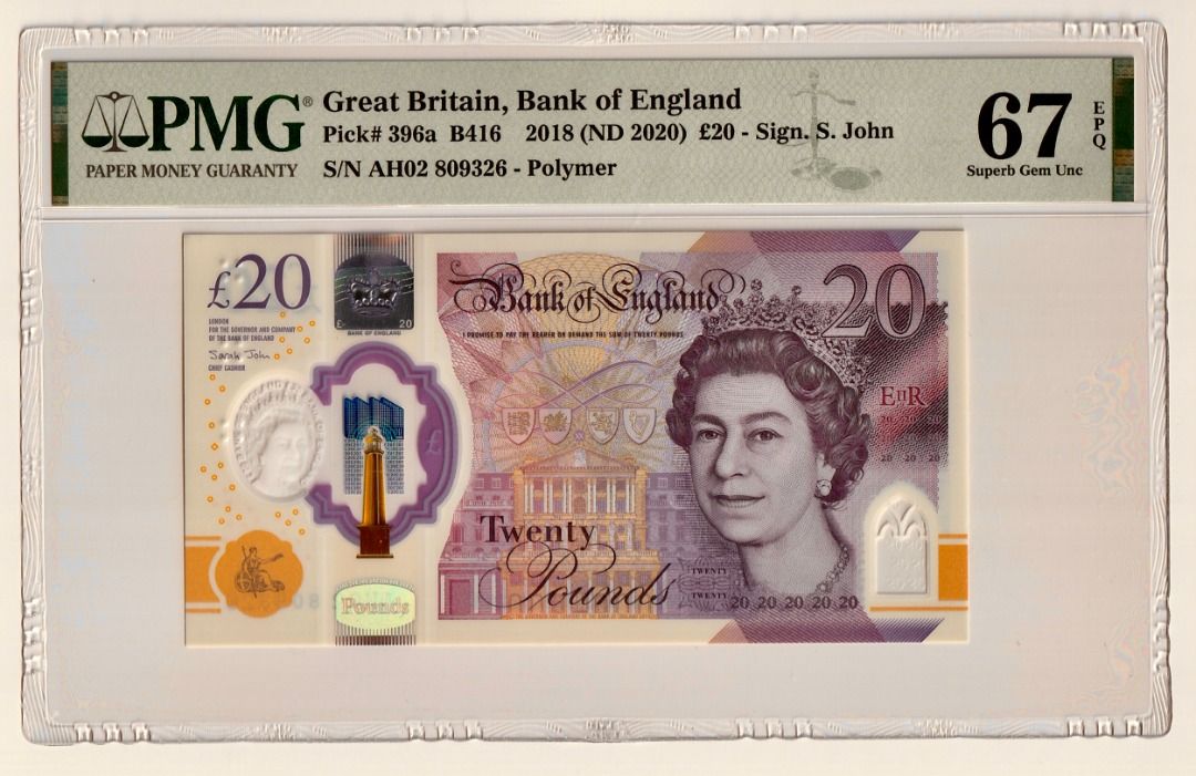 Great Britain Complete Set of First Polymer Notes, 5, 10, 20, 50 Pounds ...