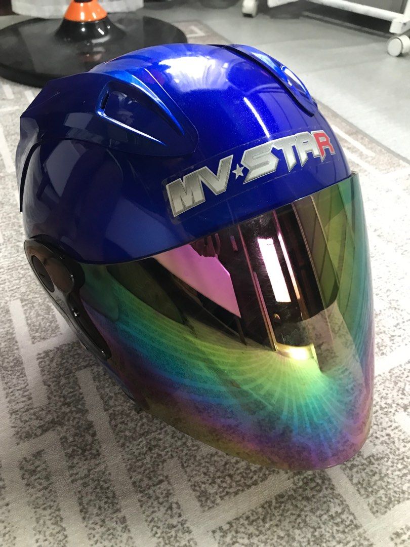 Helmets MV Star Monster (blue), Motorbikes on Carousell