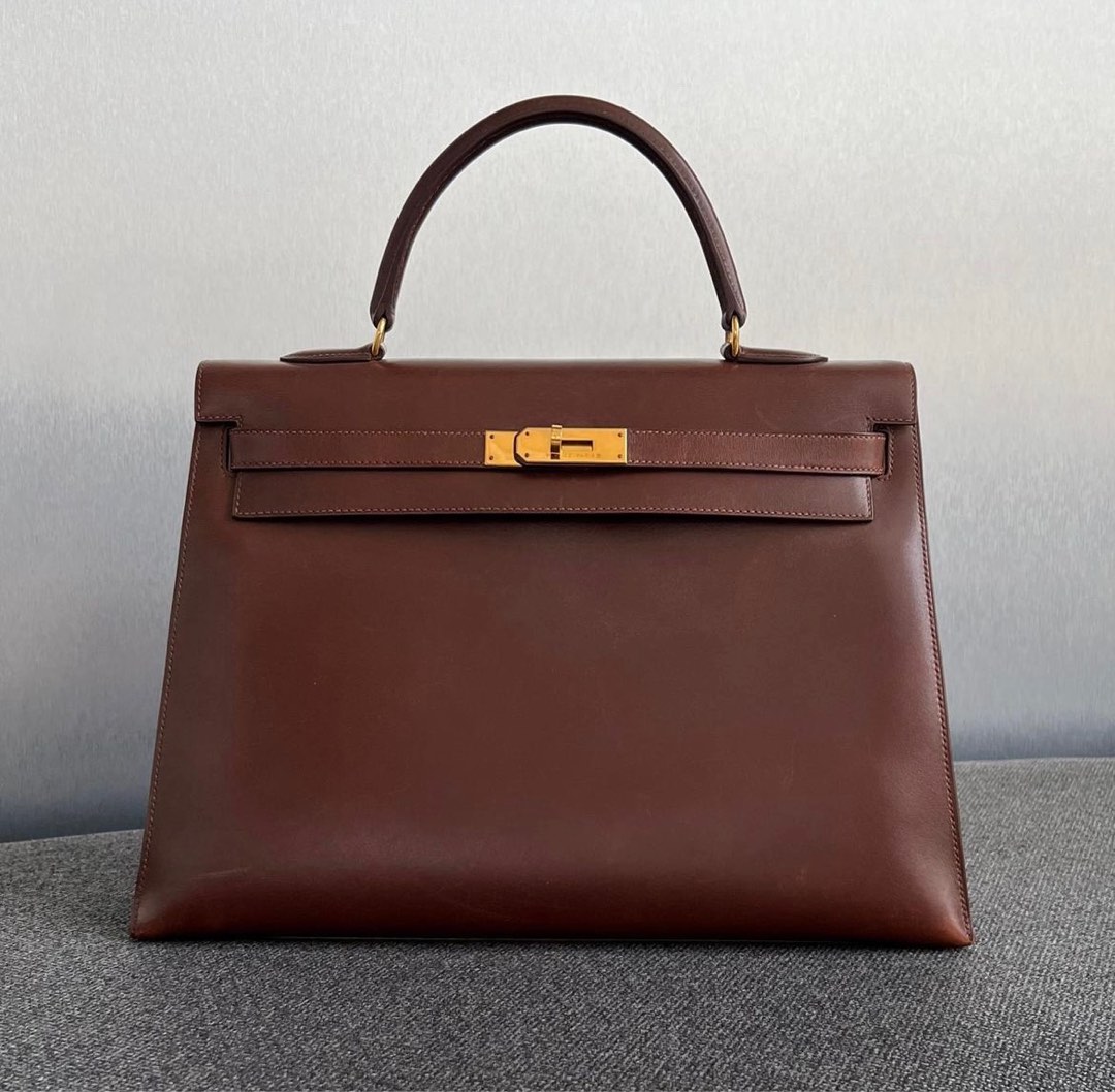 Hermes Vintage Kelly 35 Chocolate Box leather Ghw, Luxury, Bags ...
