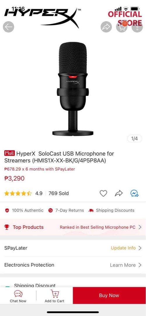 Hyperx Solocast USB Condenser Microphone, Audio, Microphones on Carousell