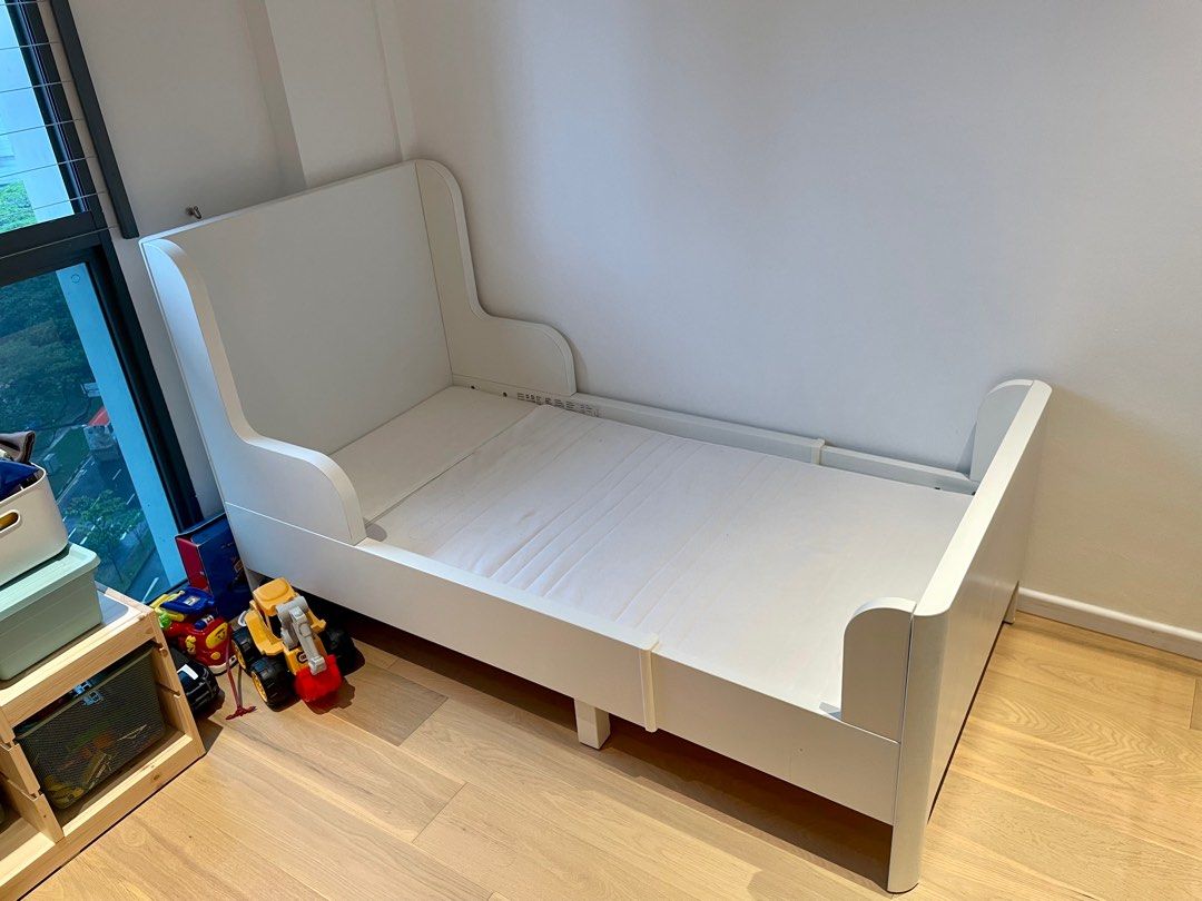 IKEA Extendable BUSUNGE Kids Bed-White, Babies & Kids, Baby Nursery ...