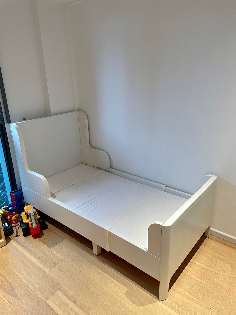 IKEA Extendable BUSUNGE Kids Bed-White, Babies & Kids, Baby Nursery ...