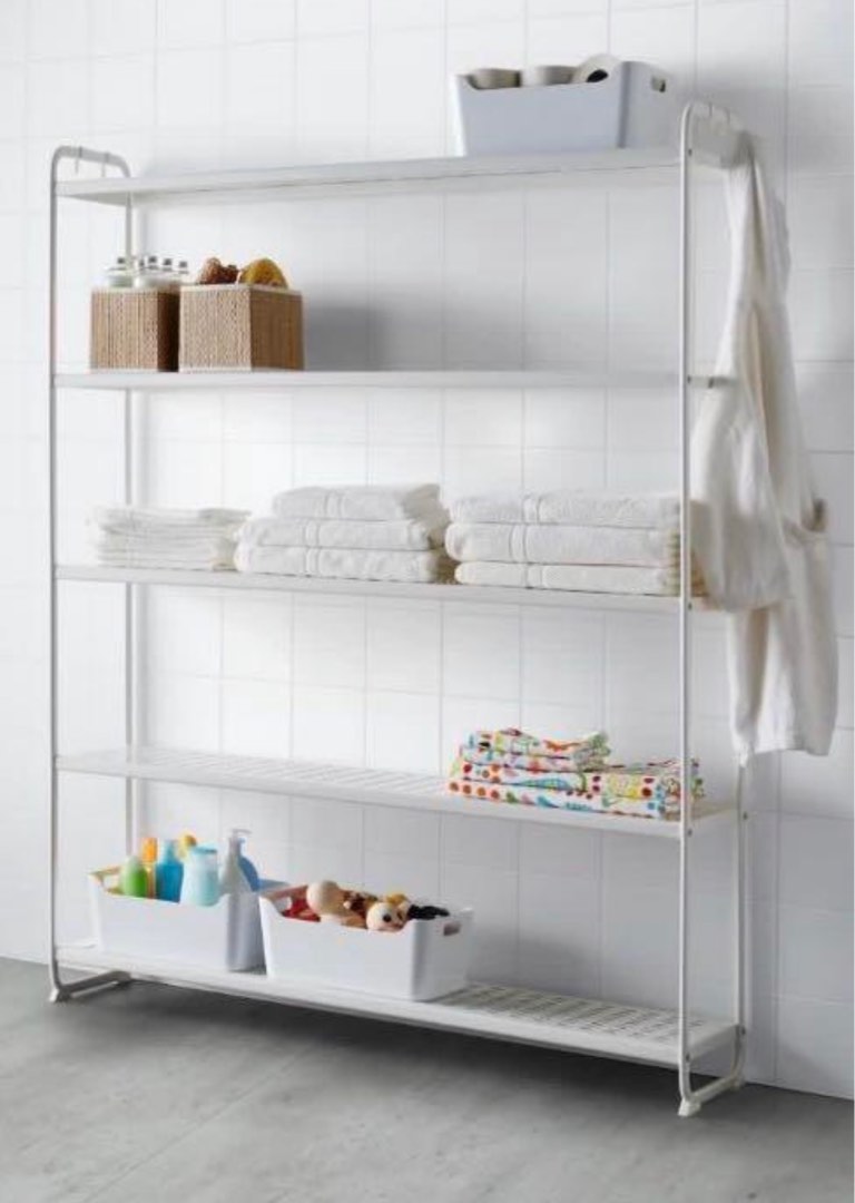 IKEA Mulig Shelving Unit 5 Stain Resistant Shelves with Hooks ...