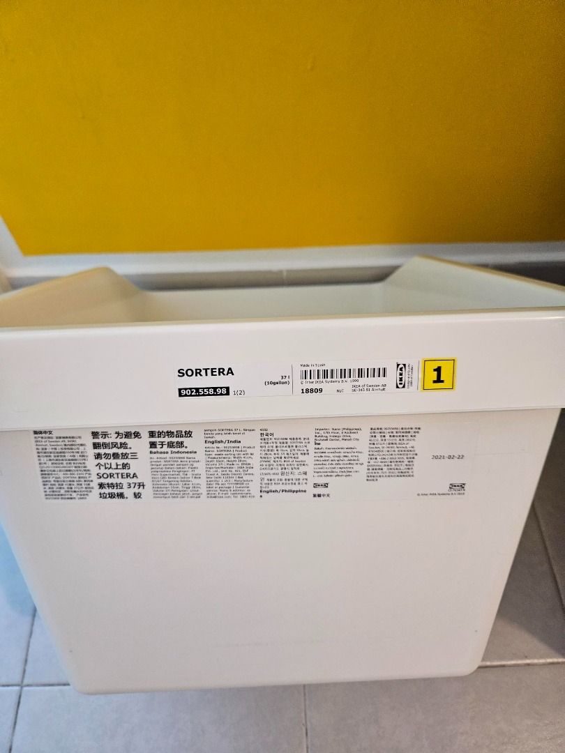 6 Pieces IKEA SORTERA Waste sorting bin with lid, white, 37 L ...