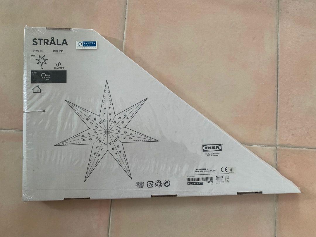 Ikea Strala Star Lampshade white x 2 (Big & Small), Furniture & Home ...